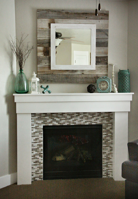 Barnwood Slat Mirror with white Overlay