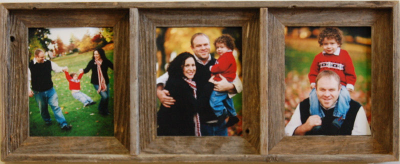 4x6 Opening Barnwood Collage Picture Frame | 3 Opening Reclaimed Wood Frame