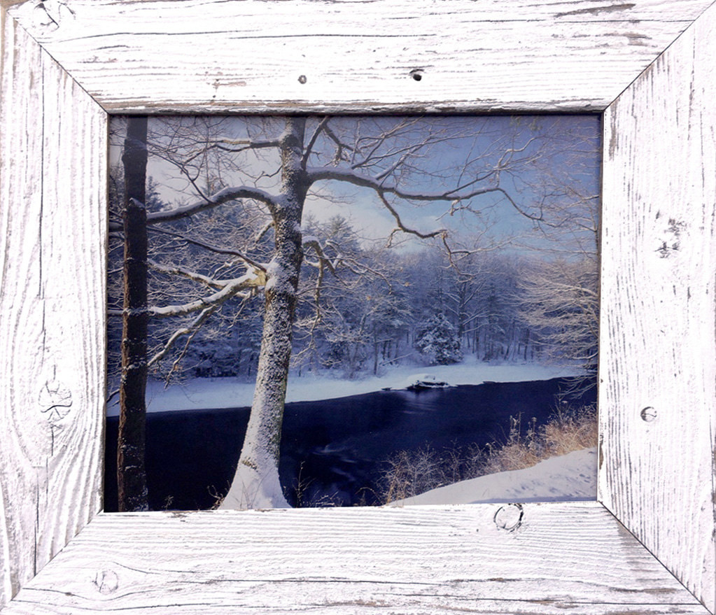 8x10 Antique White Barnwood Picture Frame | Whitewashed Reclaimed Wood