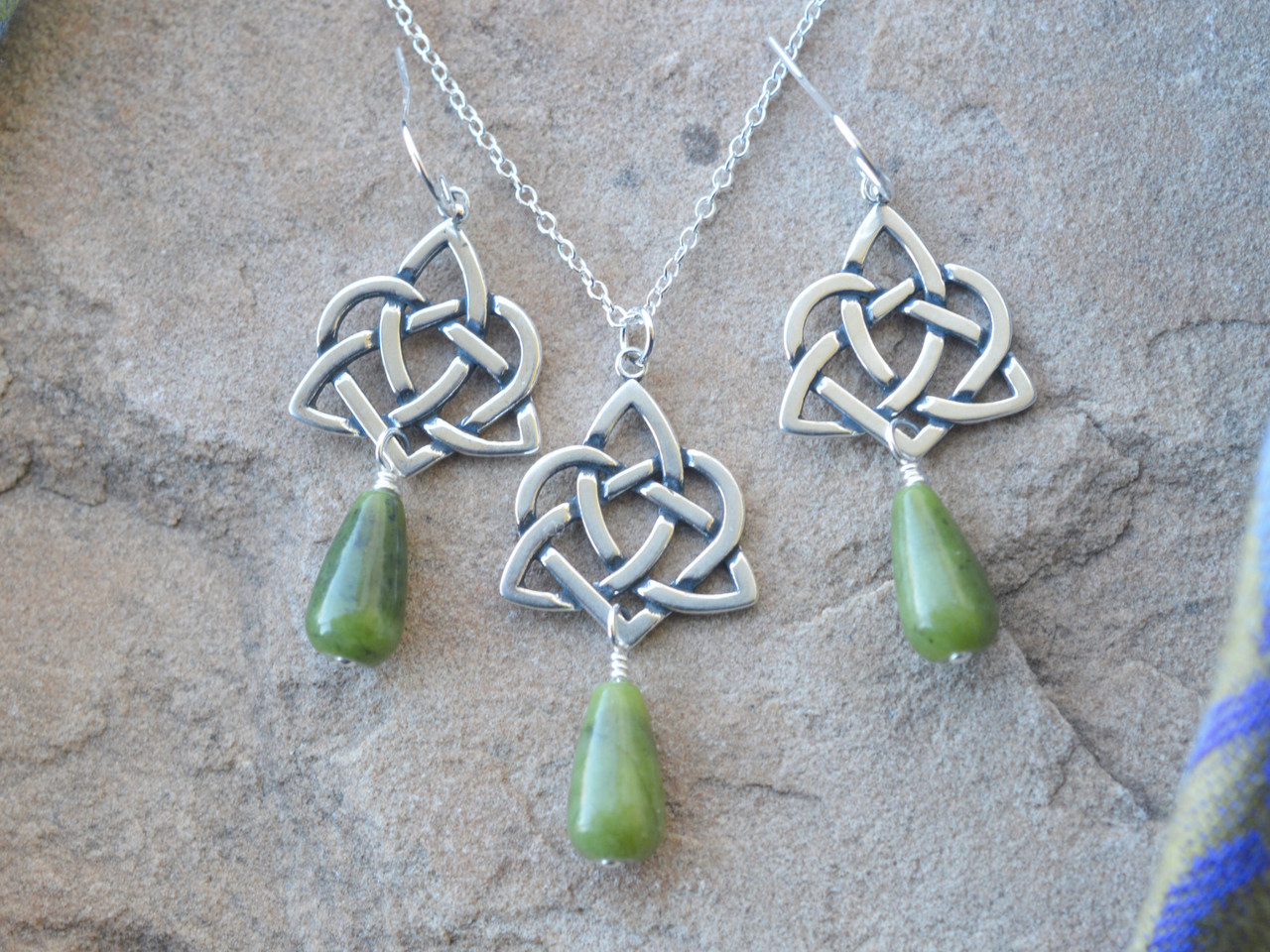 Sister Knot Eternal Heart Solid Sterling Silver Necklace with Teardrop ...