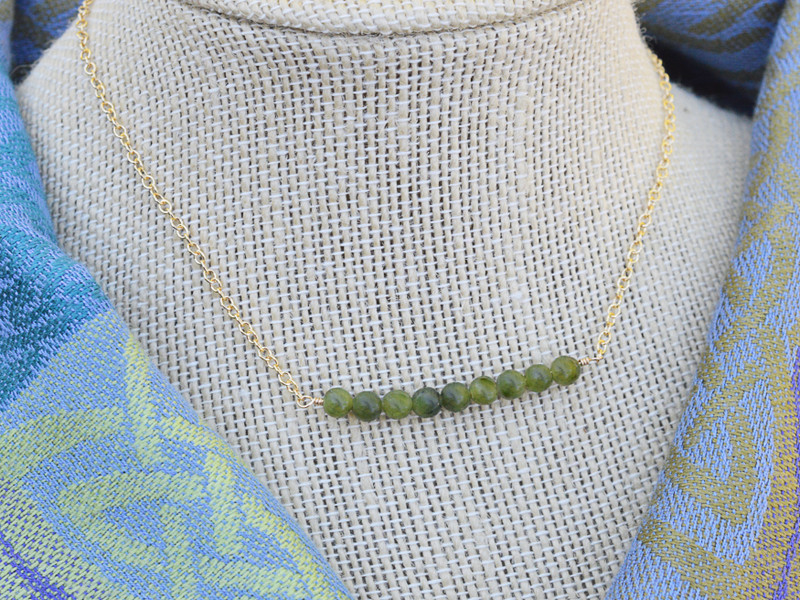 Genuine Irish Marble Minimalist Bar Gold Filled Necklace