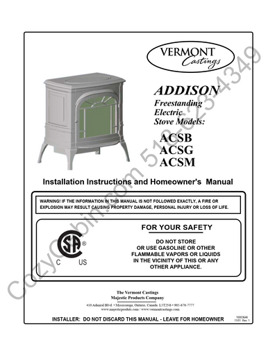 Addison Electric Stove (2905, 2906, 2907) Installation and Operation ...