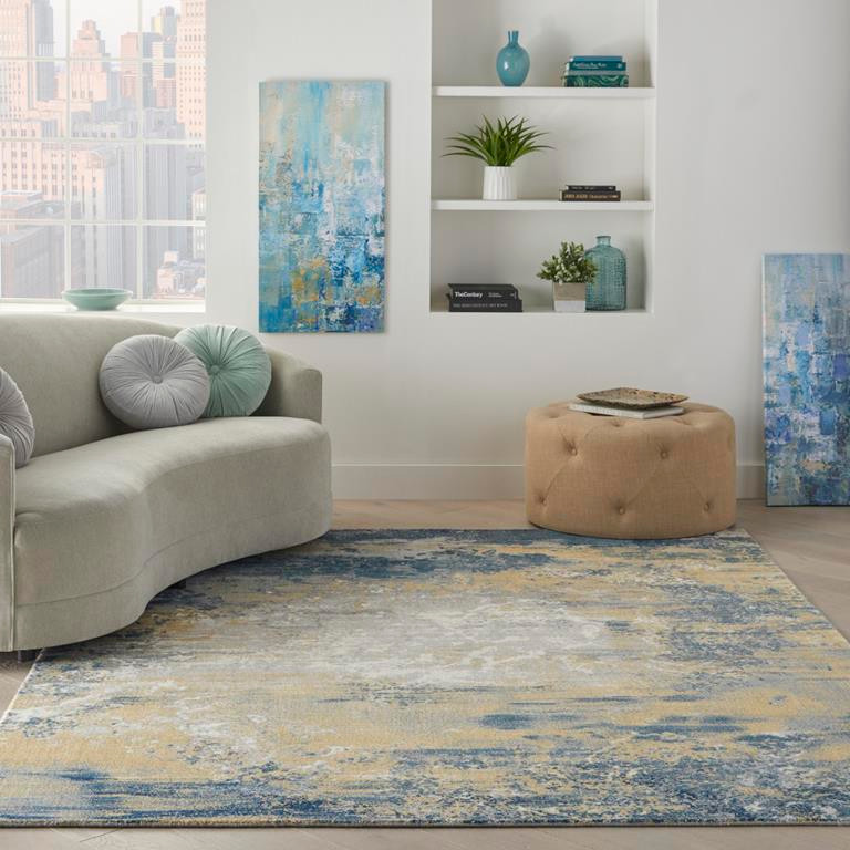 Nourison Twilight TWI22 Navy Gold Area Rug - Carpetmart.com - Carpet Mart