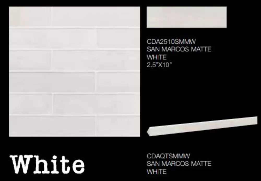 San Marcos White Matte 2-1/2" X 10" Porcelain Tile | Carpetmart.com ...