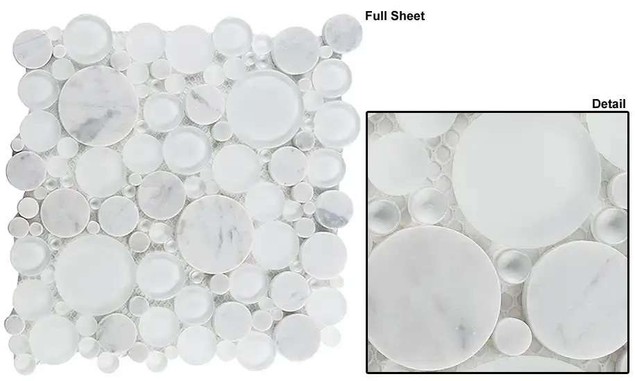BFS101 Bubble White Dove Mosaic Tile - Carpetmart.com