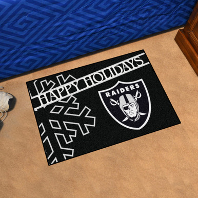 NFL Las Vegas Raiders 1'7" X 2'6" Black Happy Holidays Starter Mat ...