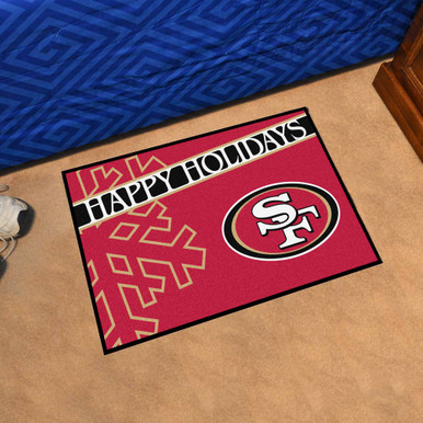 NFL San Francisco 49ers 1'7" X 2'6" Red Happy Holidays Starter Mat ...