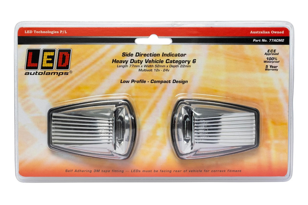 LED Autolamps CAT 6 Side Indicator Pair 12/24V Pack of 2 in Chrome