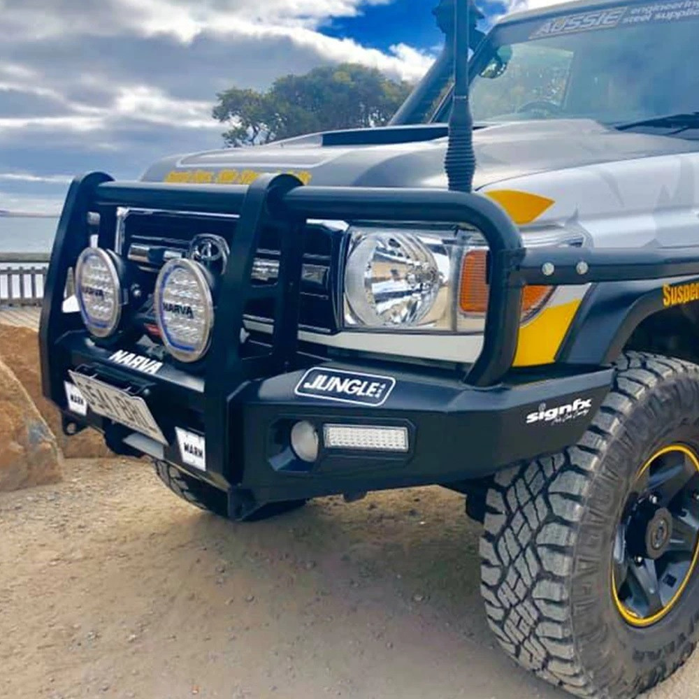 Jungle 4x4 Deluxe Bull Bar suitable for Landcruiser VDJ79 Dual Cab