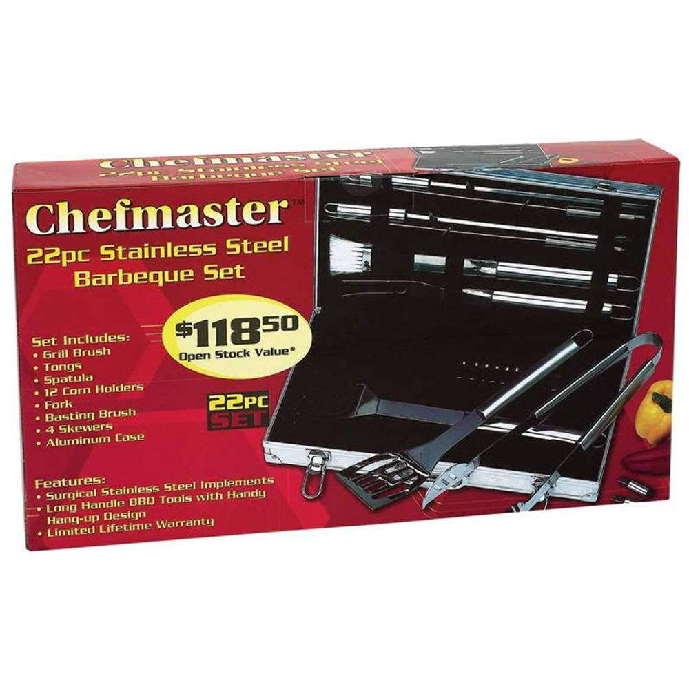 Chefmaster 22-Piece BBQ Tool Set w/Case | BBQ FANS