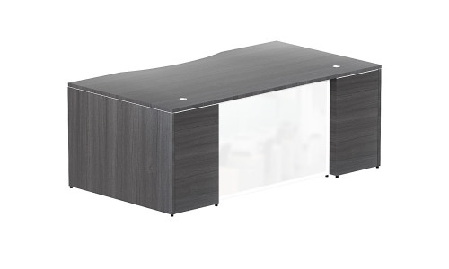 Bow front desk shell ??? White glass modesty panel - Orlando Office ...