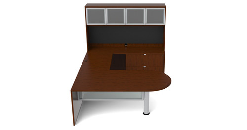 Cherryman Jade Bullet Shape U-Desk w/ Hutch - Metal Leg (Left or Right ...