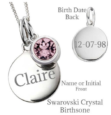 June Birthstone Necklace, Personalised, Sterling Silver, Swarovski ...
