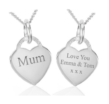 Mum Personalised Solid Silver Heart Necklace - CONNIK JEWELLERY