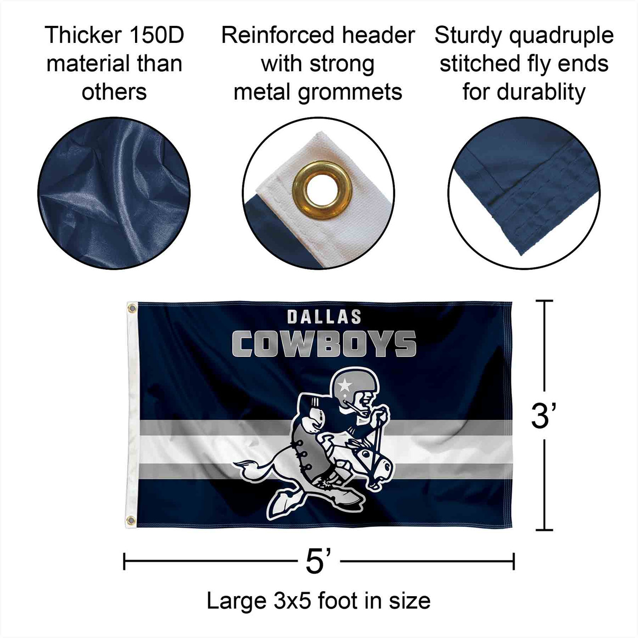 Dallas Cowboys Throwback Retro Vintage Banner Flag with Tack Wall Pads ...