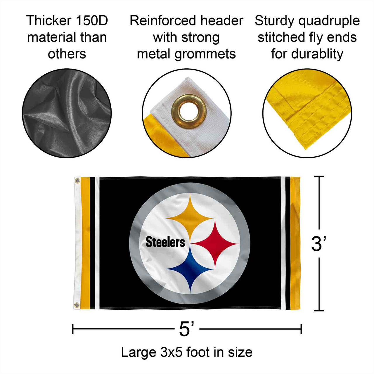 Pittsburgh Steelers Banner Flag with Tack Wall Pads - State Street Products