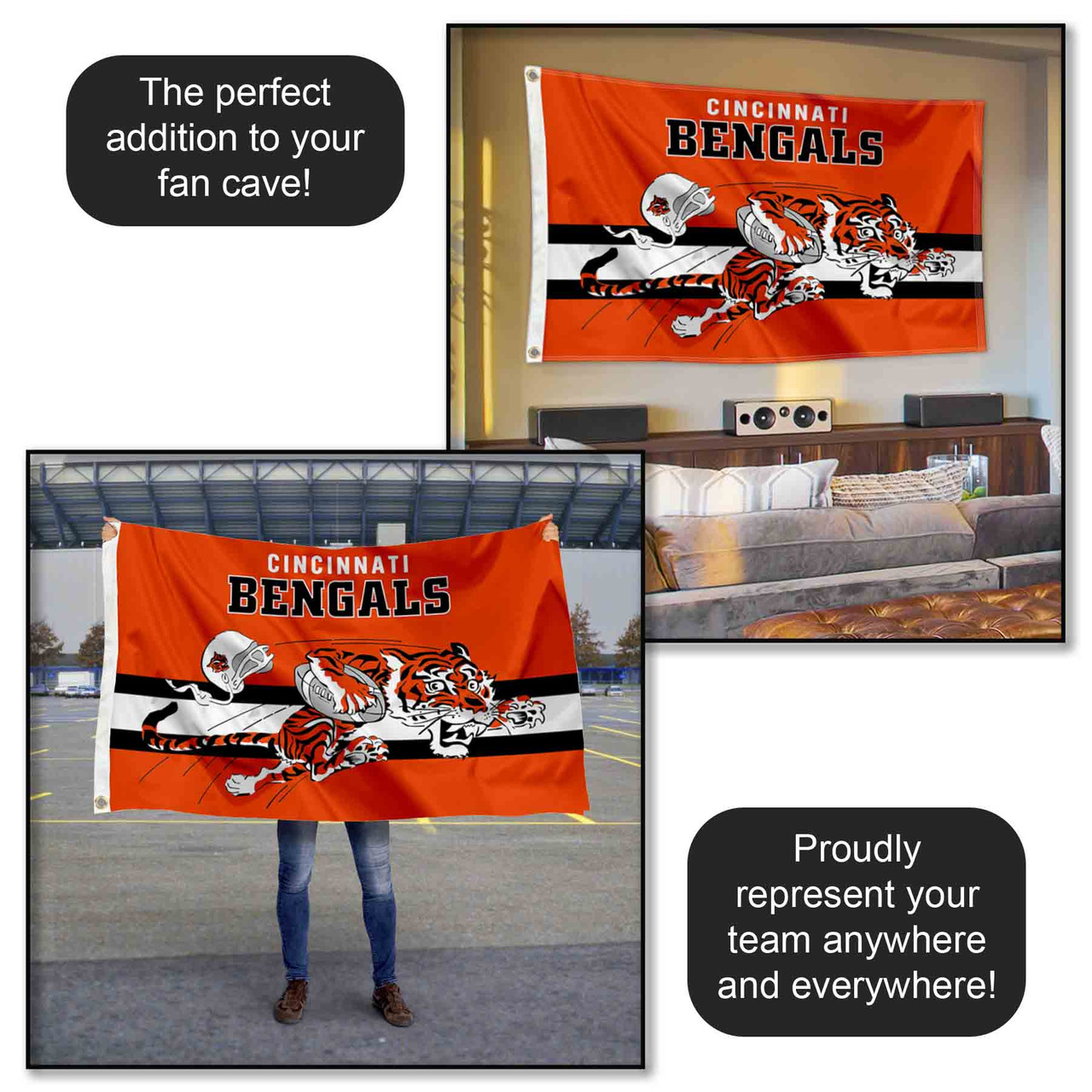 Cincinnati Bengals Throwback Retro Vintage Logo Flag - State Street ...