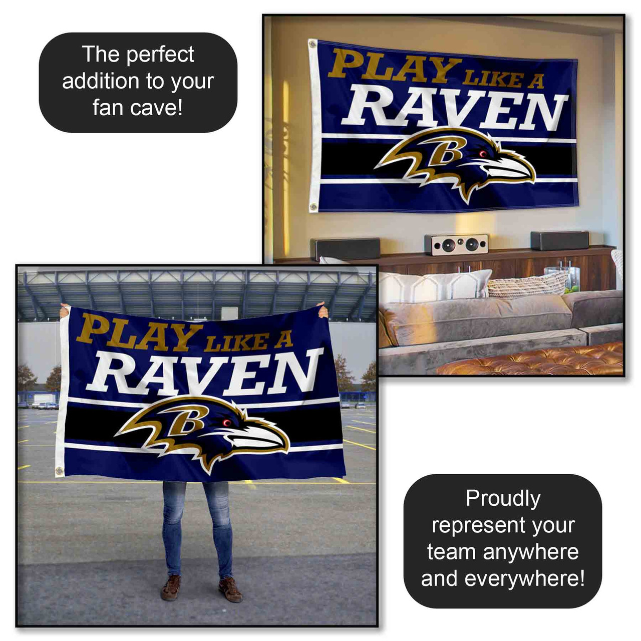 Baltimore Ravens Play Like A Raven Flag - State Street Products