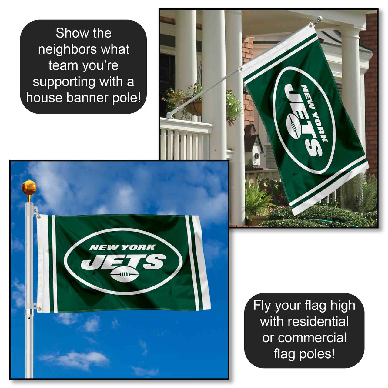 New York Jets Wordmark Flag - State Street Products