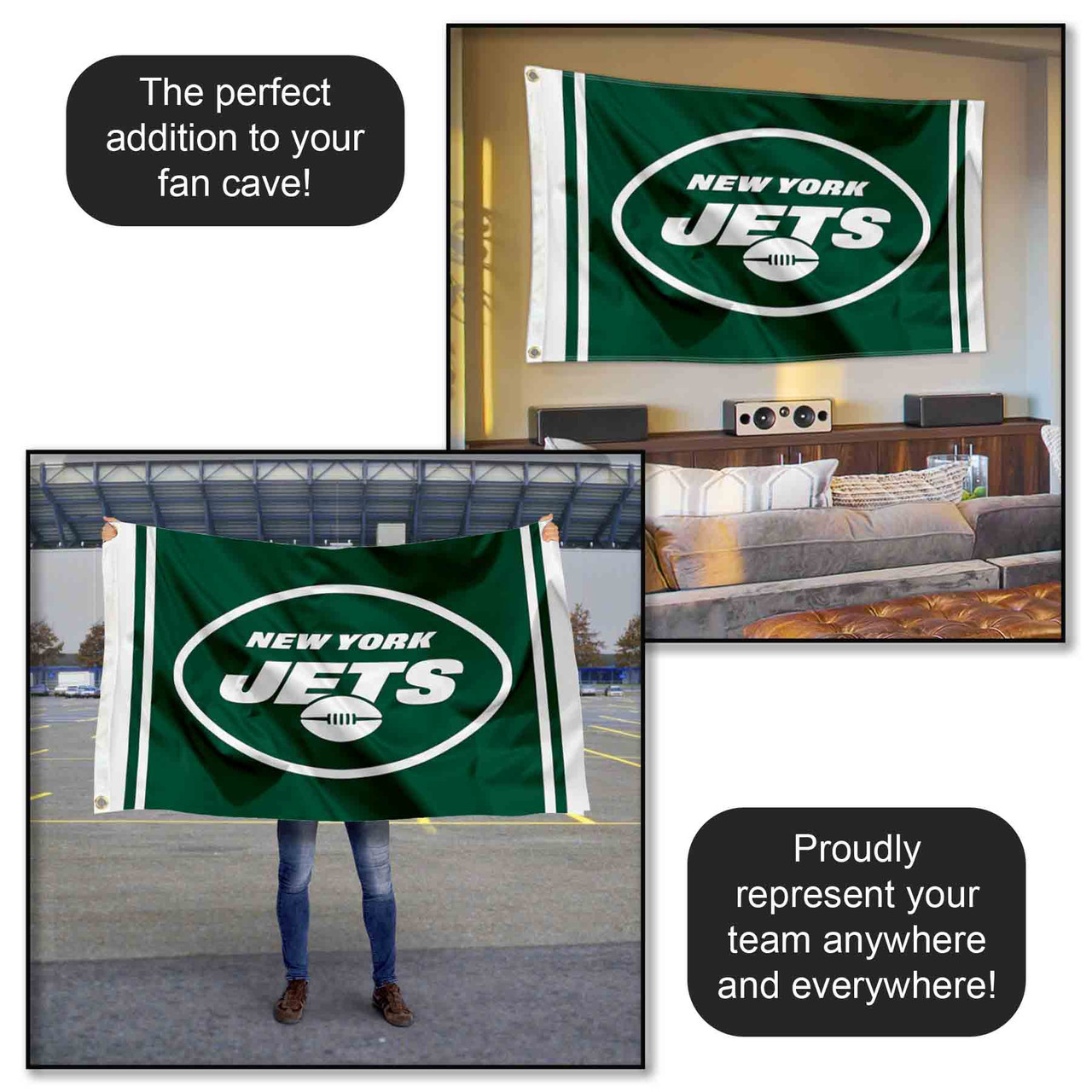 New York Jets Wordmark Flag - State Street Products