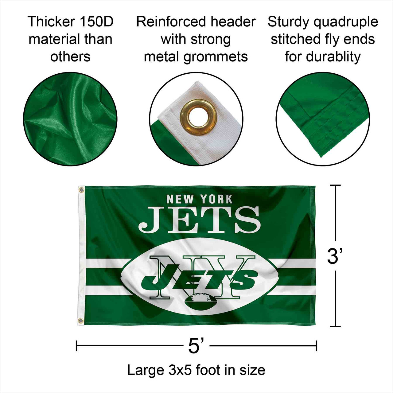 New York Jets Throwback Retro Vintage Logo Flag - State Street Products