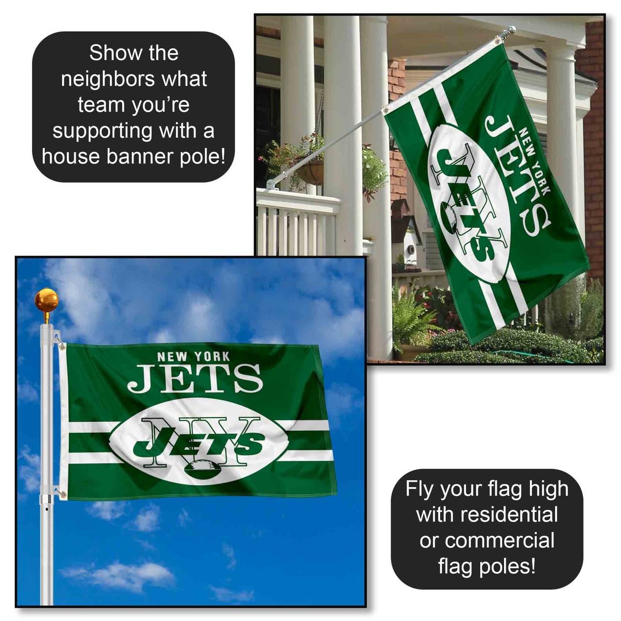 New York Jets Throwback Retro Vintage Logo Flag - State Street Products