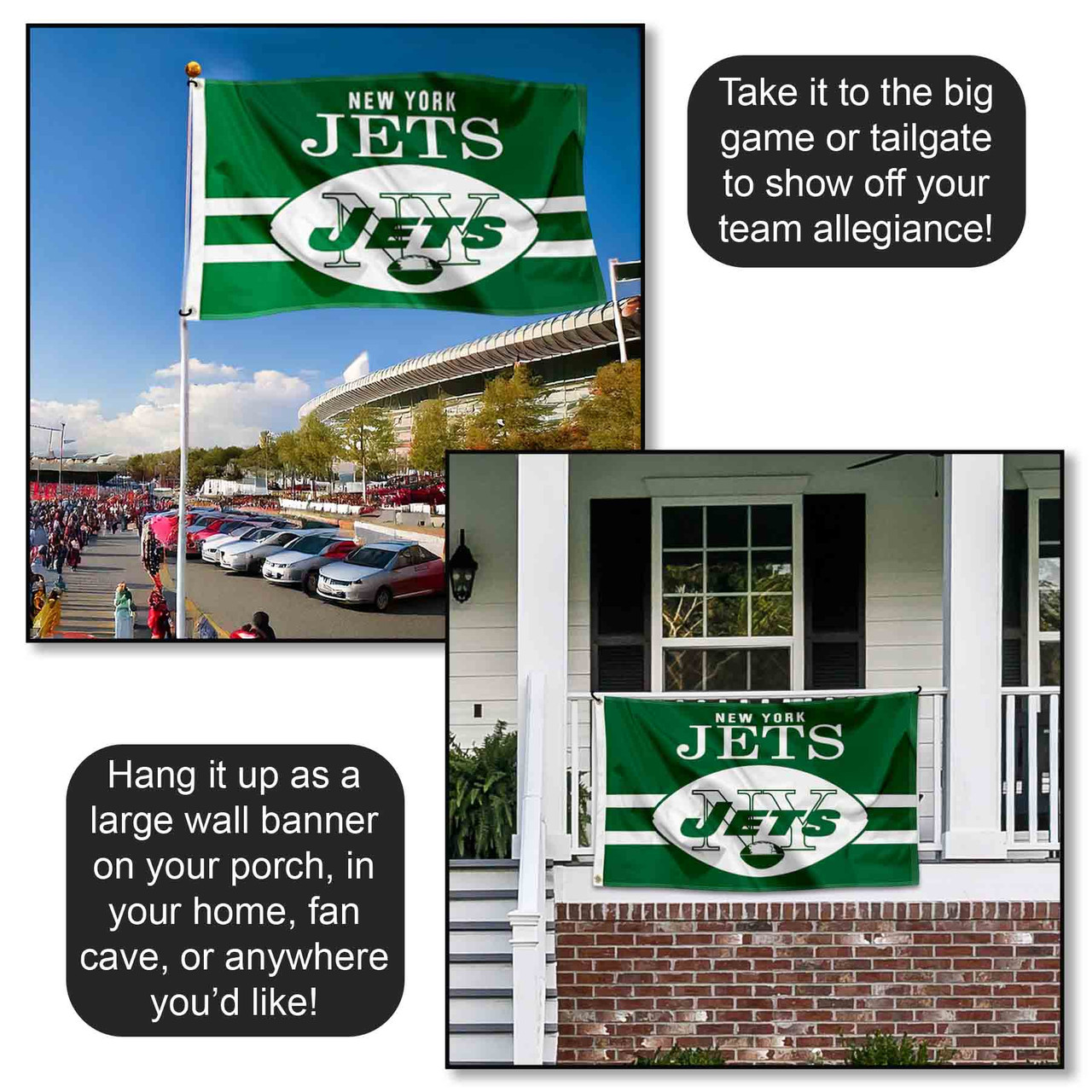New York Jets Throwback Retro Vintage Logo Flag - State Street Products
