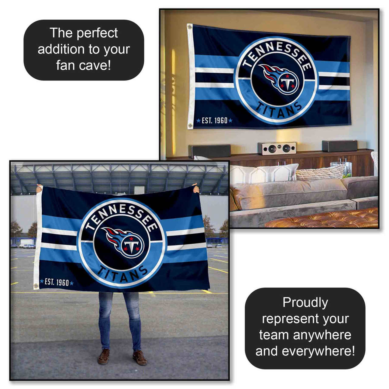 Tennessee Titans Patch Button Circle Logo Banner Flag - State Street ...
