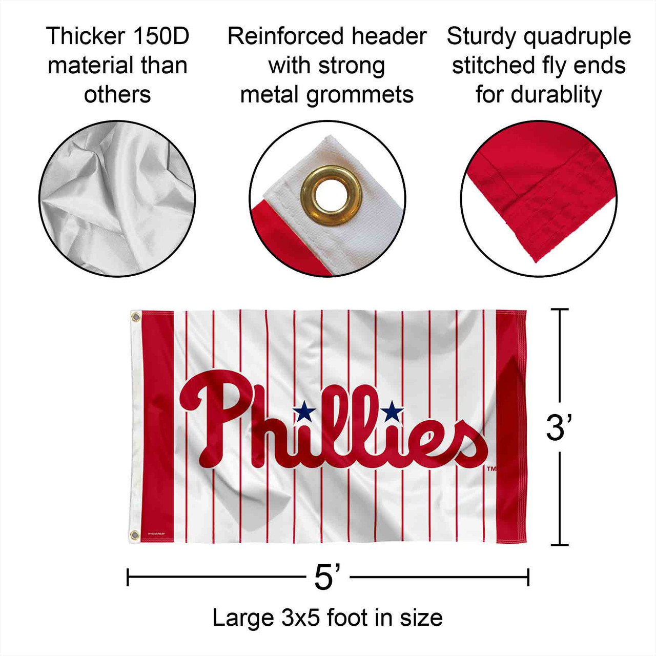 Philadelphia Phillies Pinstripes Logo Flag - State Street Products