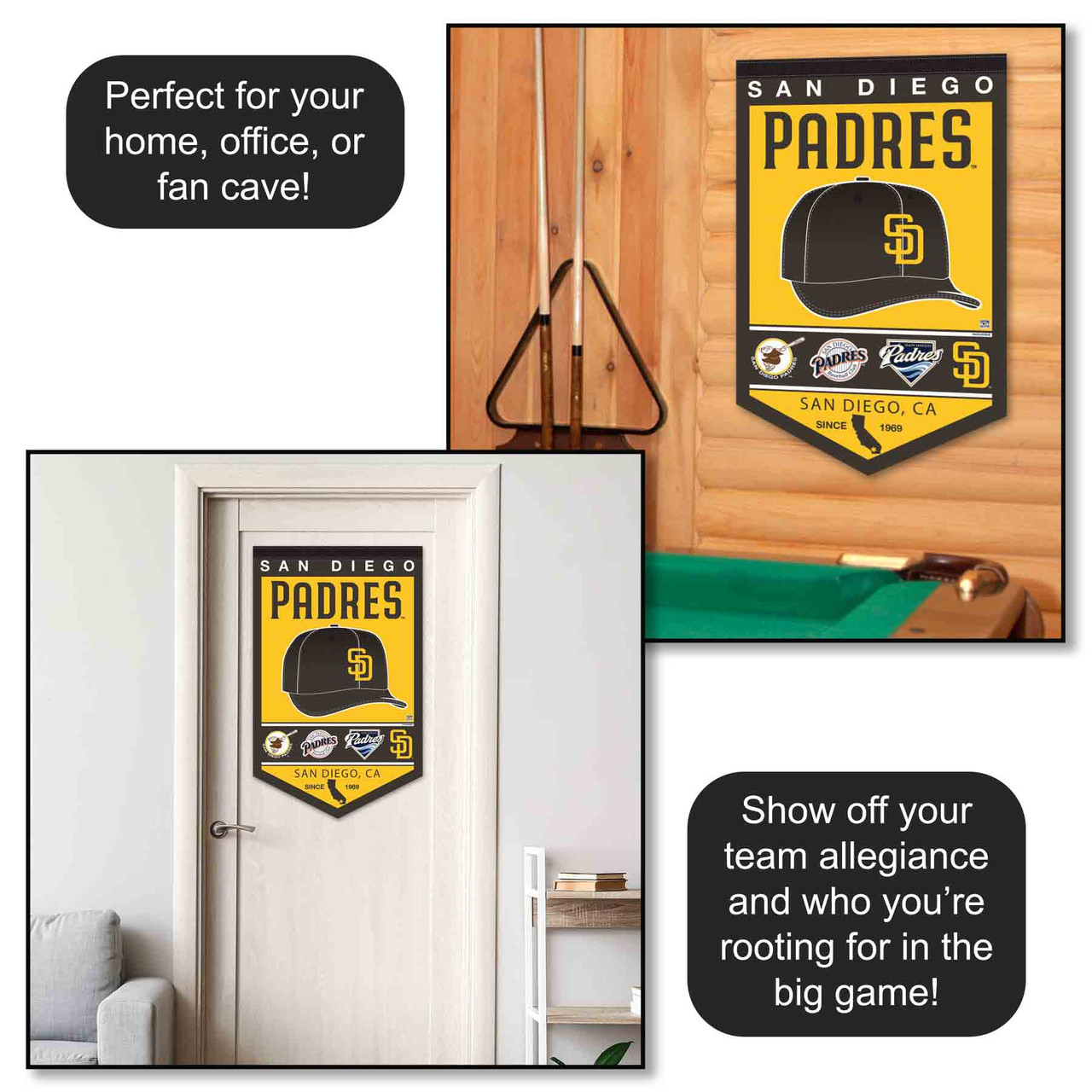 San Diego Padres History Heritage Logo Banner - State Street Products