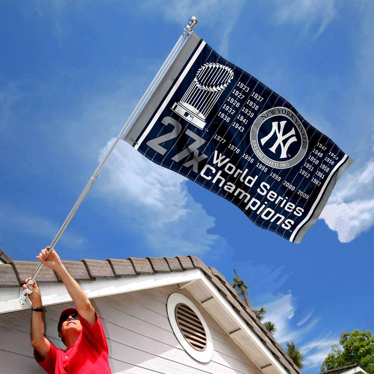 NY Yankees Years World Champions Banner Flag - State Street Products