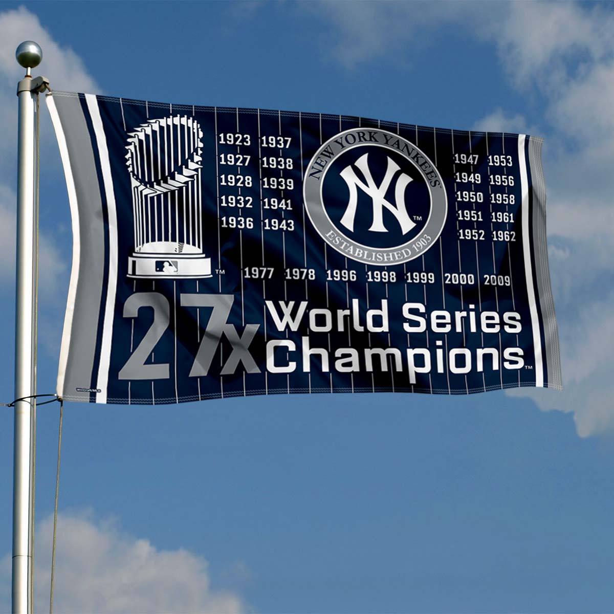 NY Yankees Years World Champions Banner Flag - State Street Products