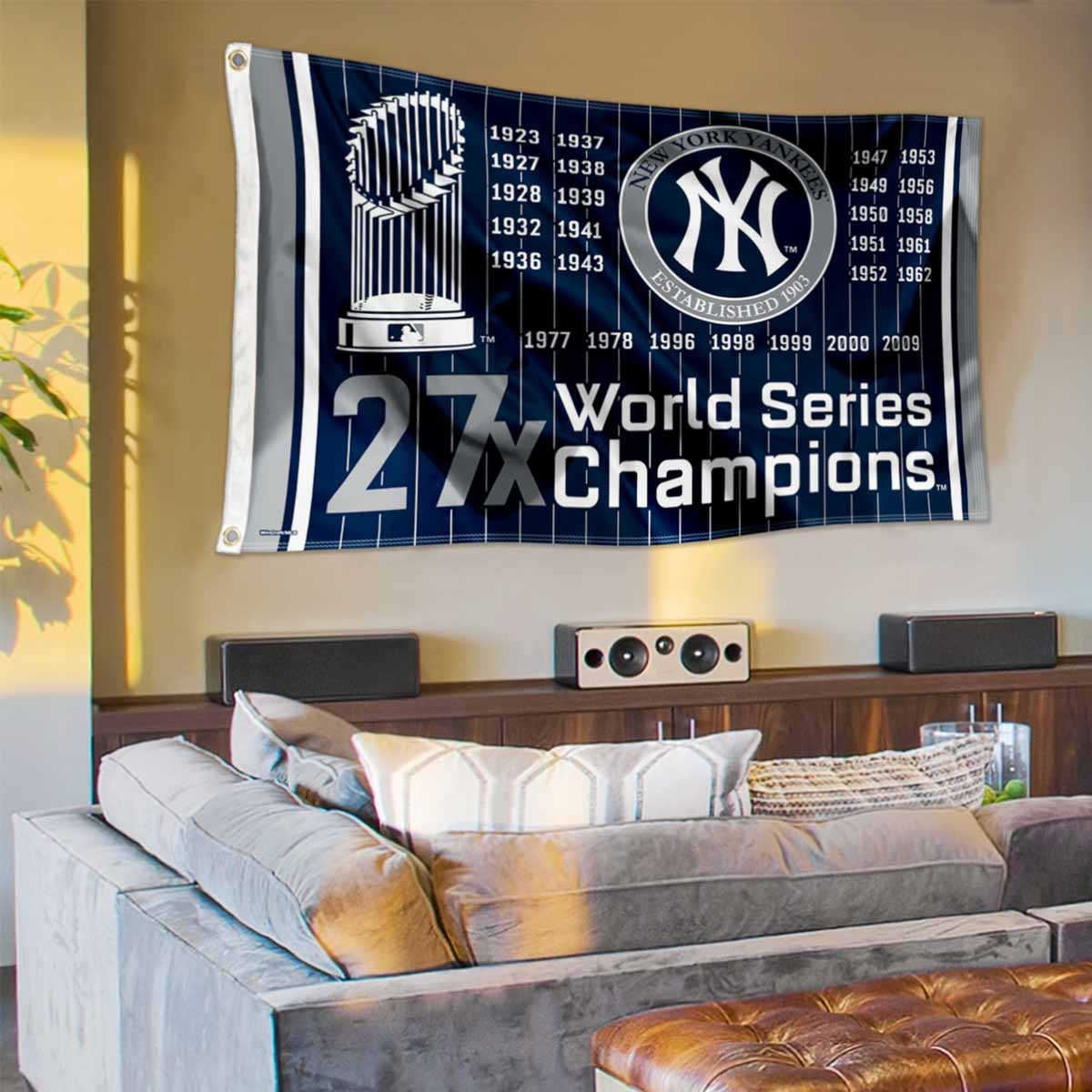 NY Yankees Years World Champions Banner Flag - State Street Products