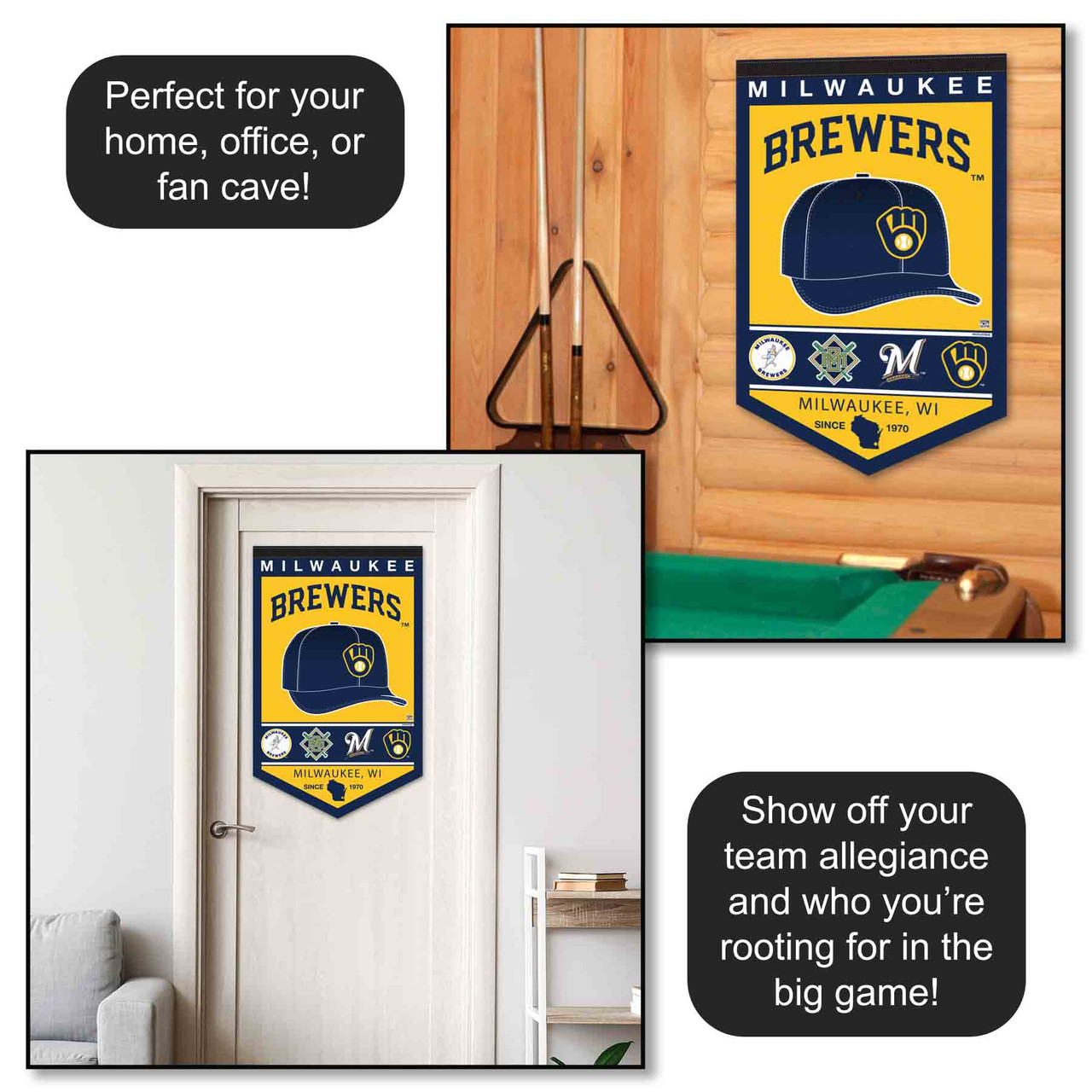 Milwaukee Brewers History Heritage Logo Banner - State Street Products