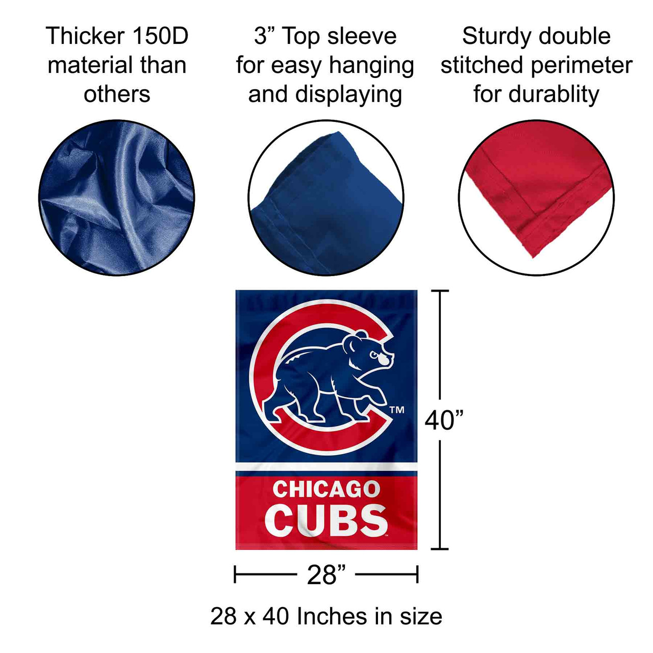 Chicago Cubs Double Sided House Flag - State Street Products