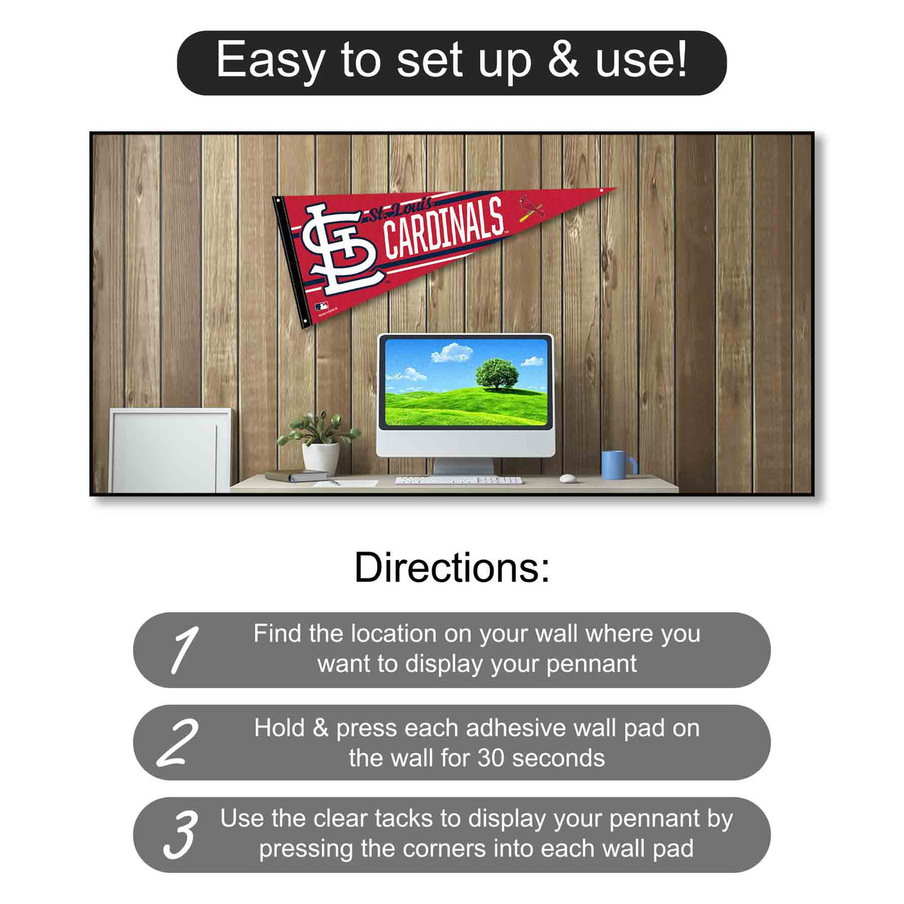 St. Louis Cardinals Banner Pennant with Tack Wall Pads - State Street ...