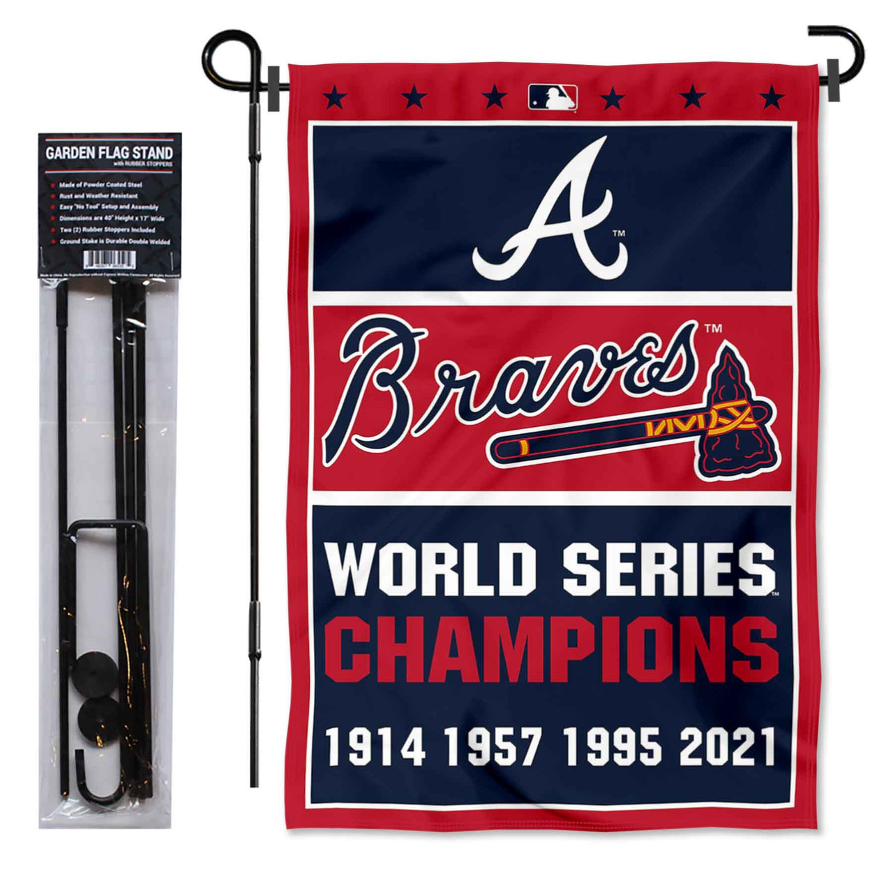 Atlanta Braves 4 Time Champions Garden Flag and Stand - State Street ...