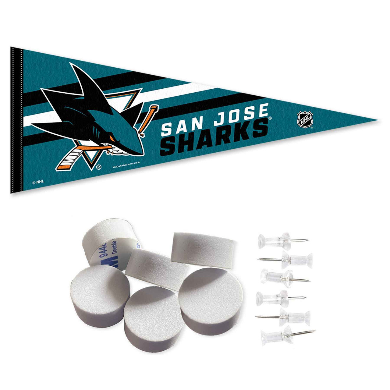 San Jose Sharks Banner Pennant with Tack Wall Pads - State Street Products