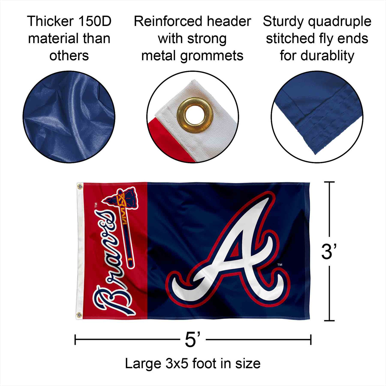 Atlanta Braves Banner Flag with Tack Wall Pads - State Street Products