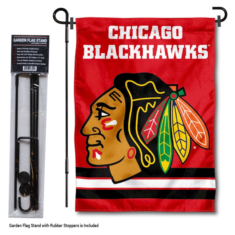 Chicago Blackhawks Garden Flag and Stand - State Street Products