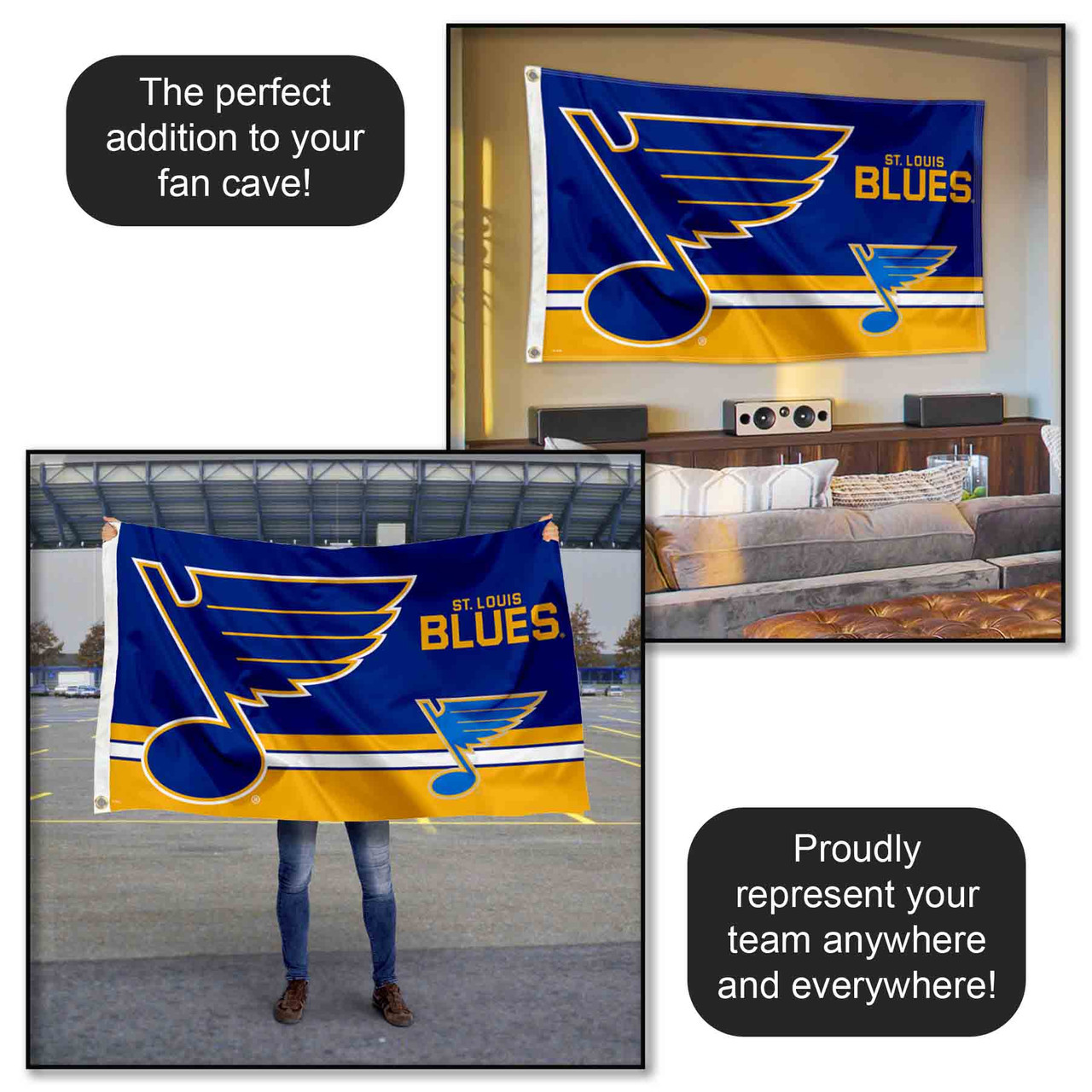 St. Louis Blues Logo Insignia 3x5 Flag - State Street Products