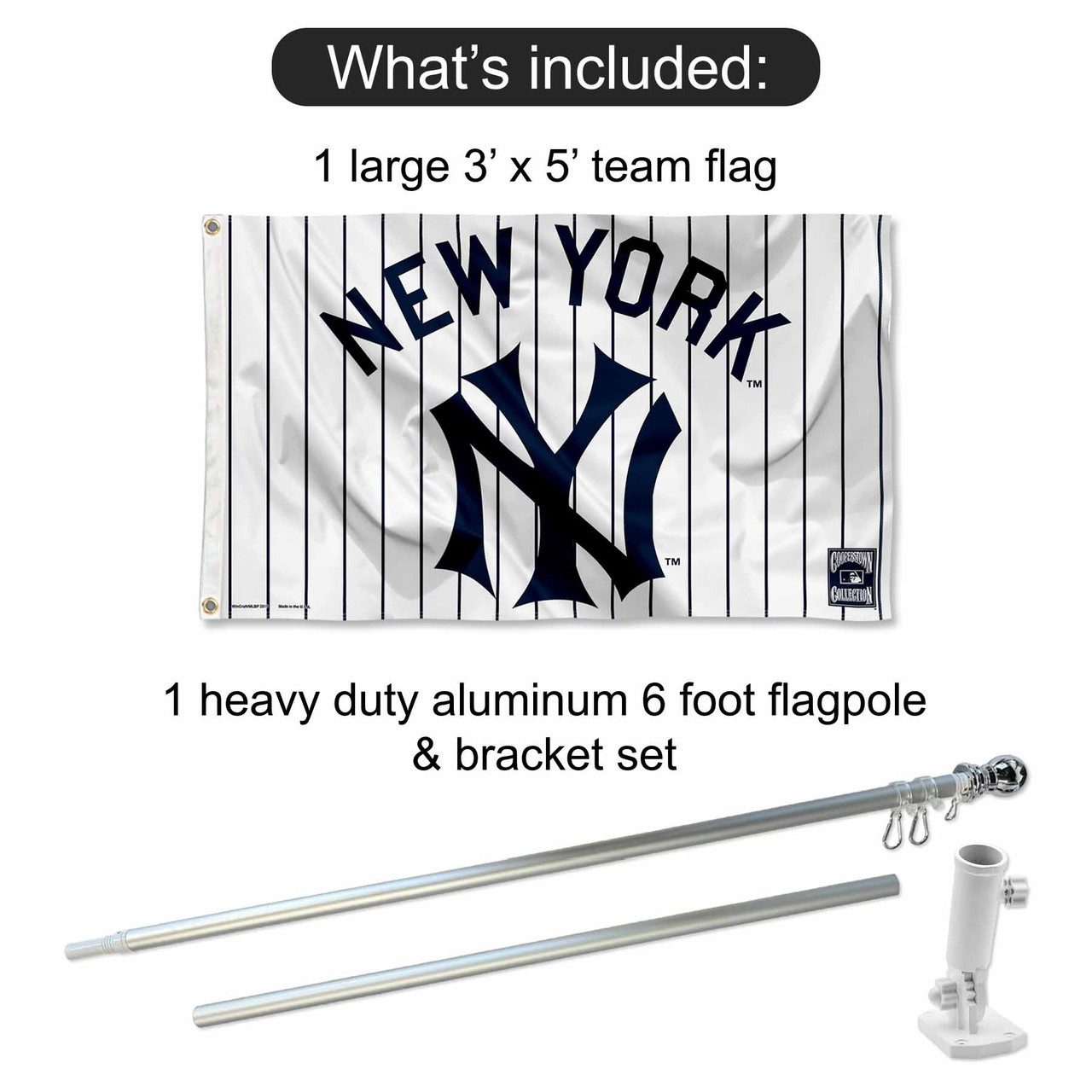 New York Yankees Vintage Flag Pole and Bracket Kit - State Street Products