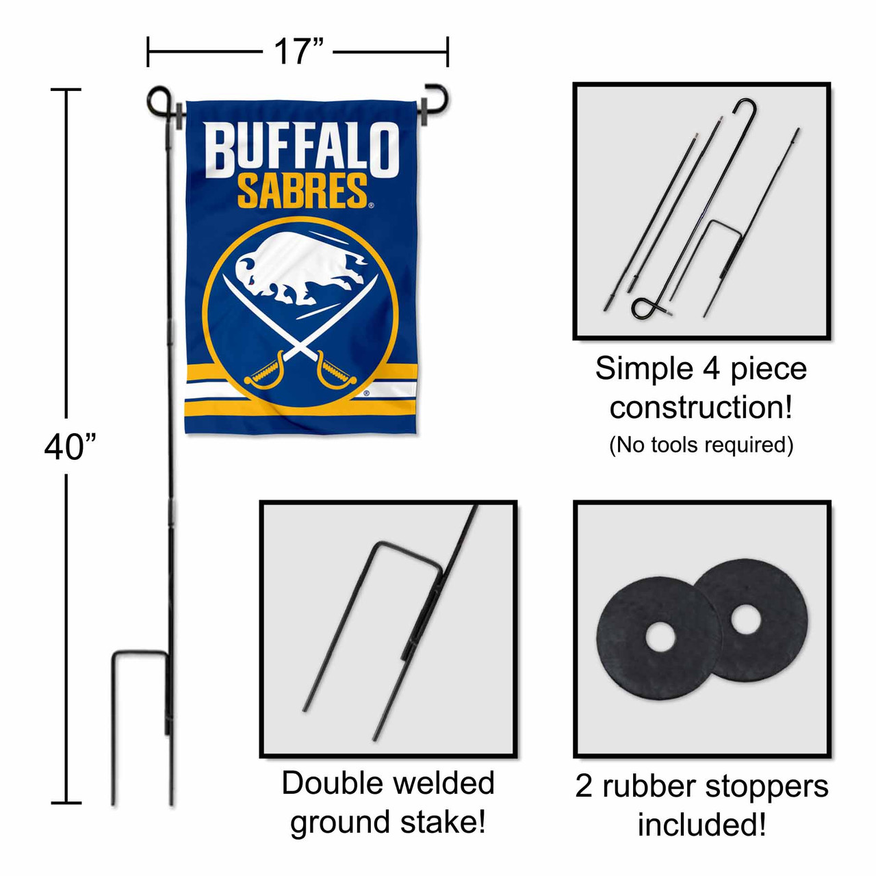 Buffalo Sabres New Logo Garden Banner and Flagpole Holder Stand - State ...