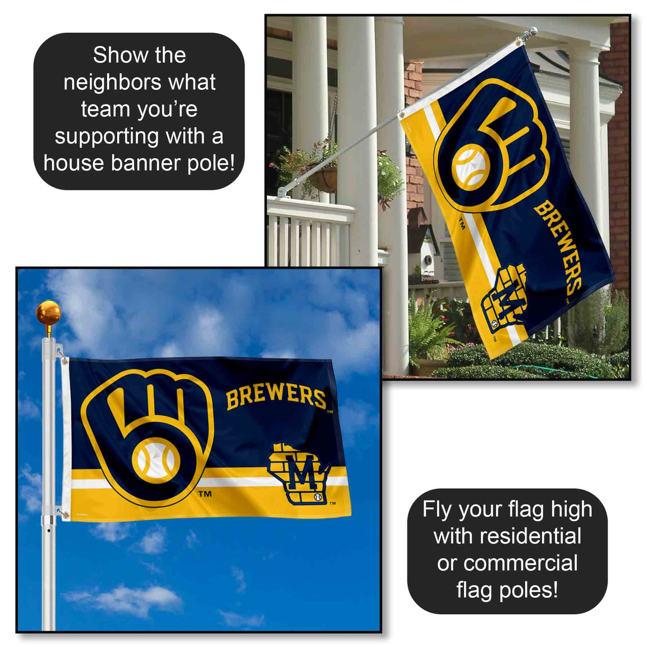 Milwaukee Brewers Logo Insignia 3x5 Large Banner Flag - State Street ...