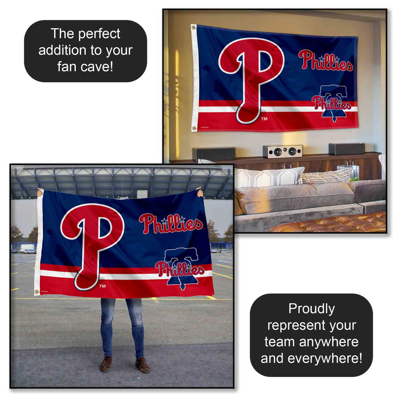 Philadelphia Phillies Logo Insignia 3x5 Large Banner Flag - State ...