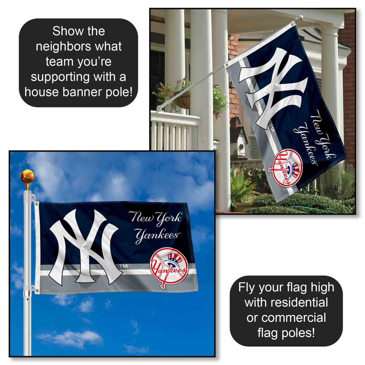 NY Yankees Logo Insignia 3x5 Large Banner Flag - State Street Products