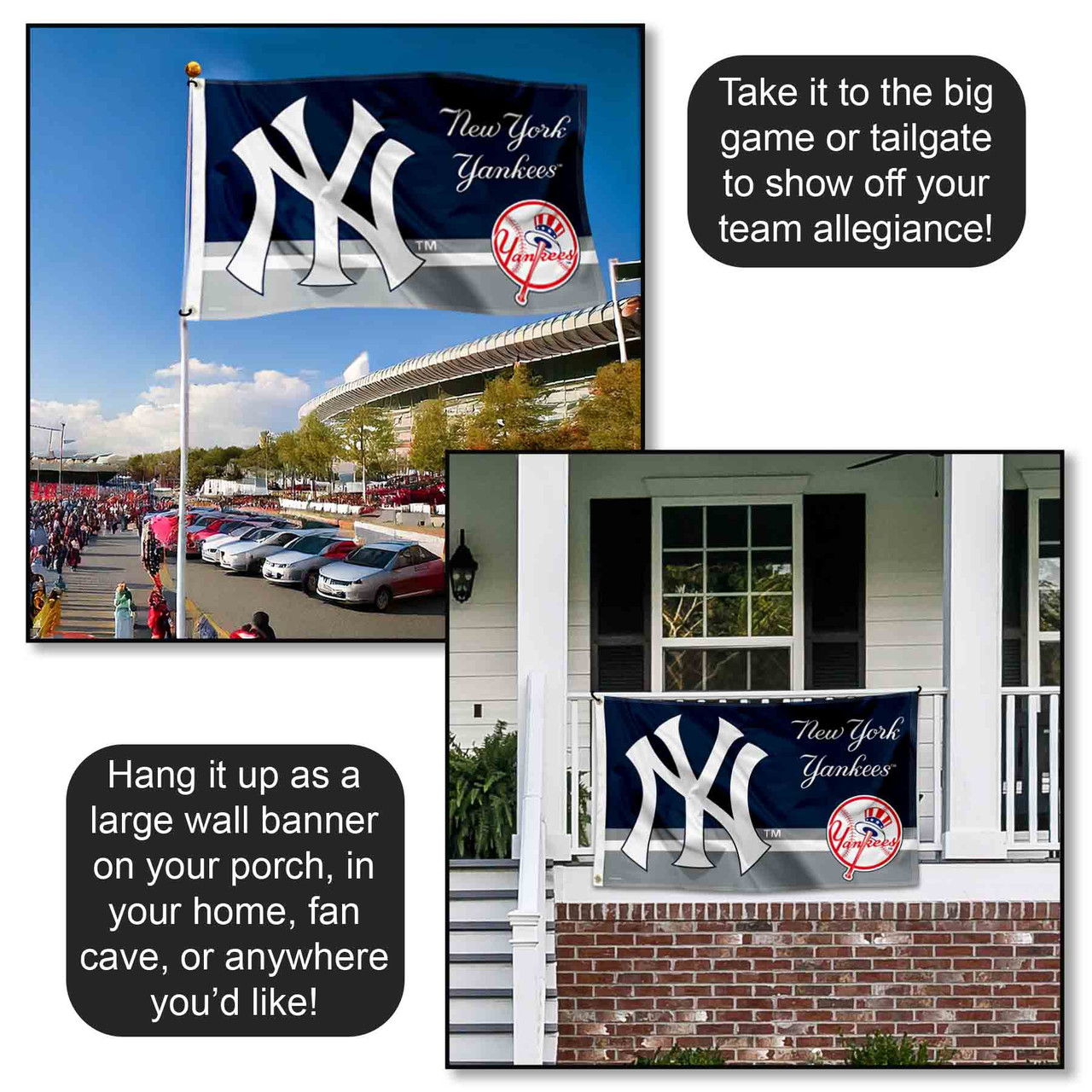 NY Yankees Logo Insignia 3x5 Large Banner Flag - State Street Products