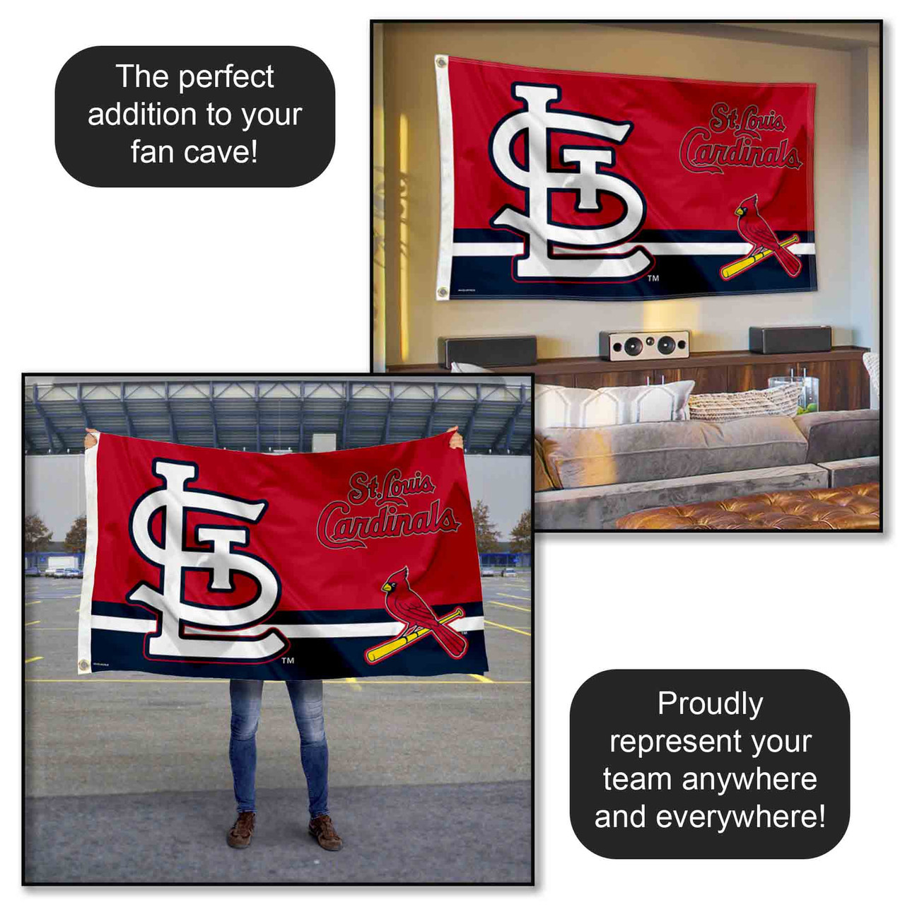 St. Louis Cardinals Logo Insignia 3x5 Large Banner Flag - State Street ...