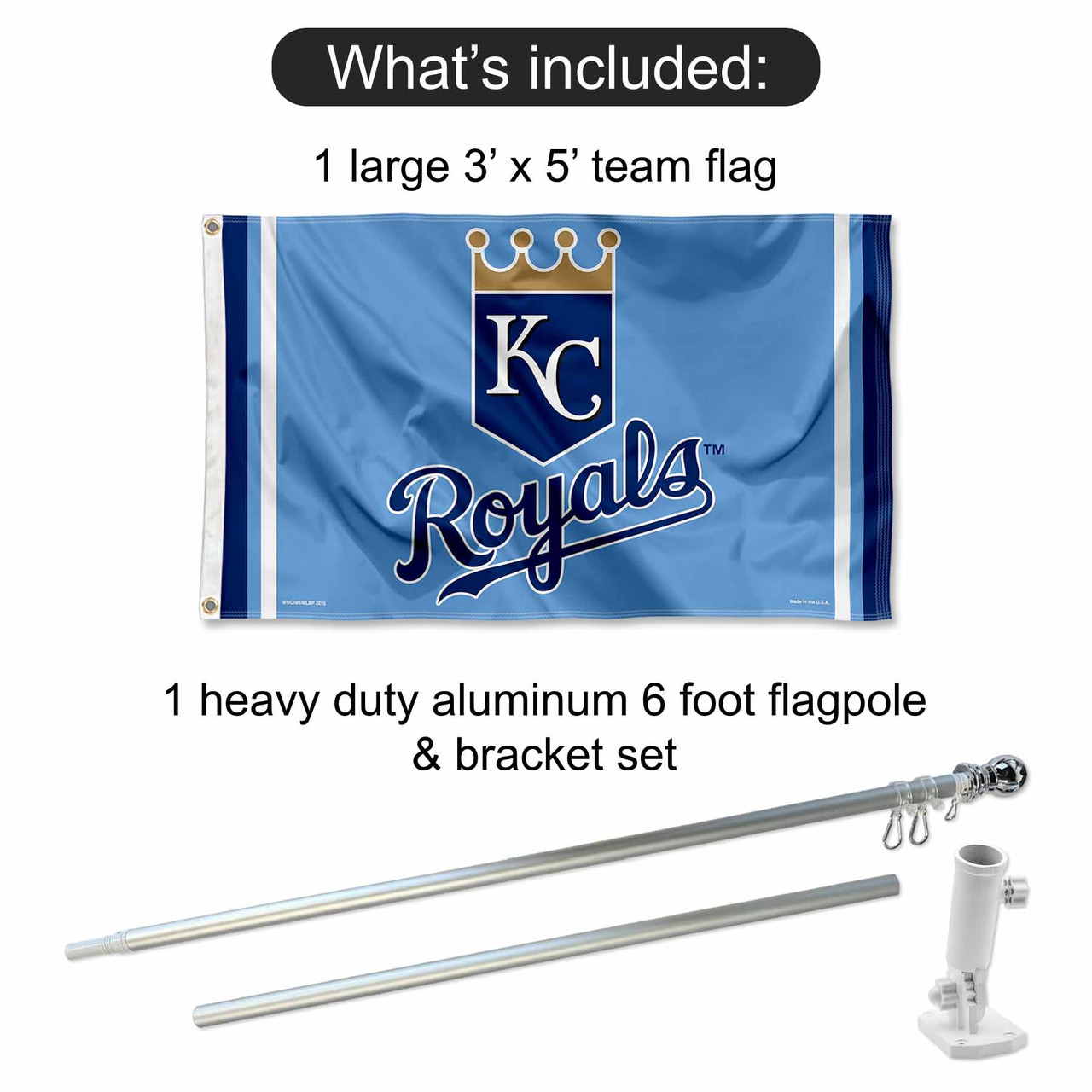 Kansas City Royals Powder Blue Flag Pole and Bracket Kit - State Street ...