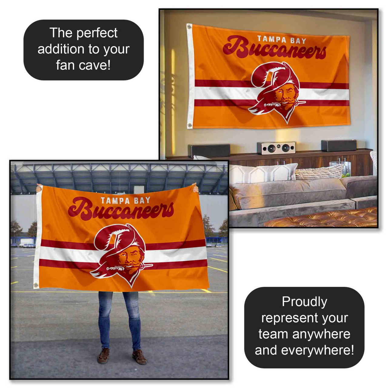 Tampa Bay Buccaneers Throwback Retro Vintage Logo Flag - State Street ...